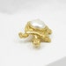 Matte Gold Tone Turtle Pin Faux Pearl Brooch Reptile Theme Jewelry ...
