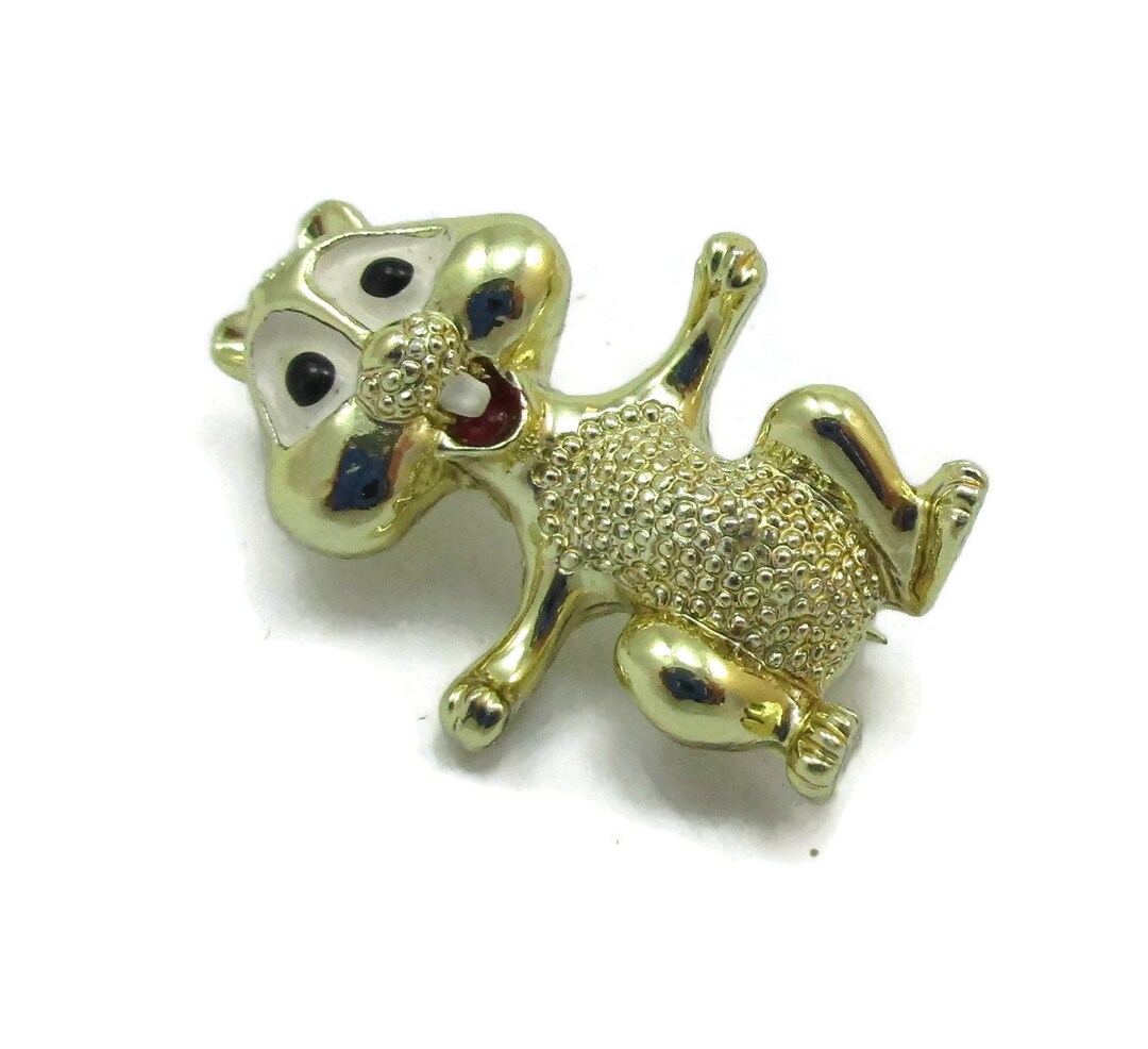 Gold Tone Chipmunk Pin Brooch Figural Jewelry Design Vintage Costume ...