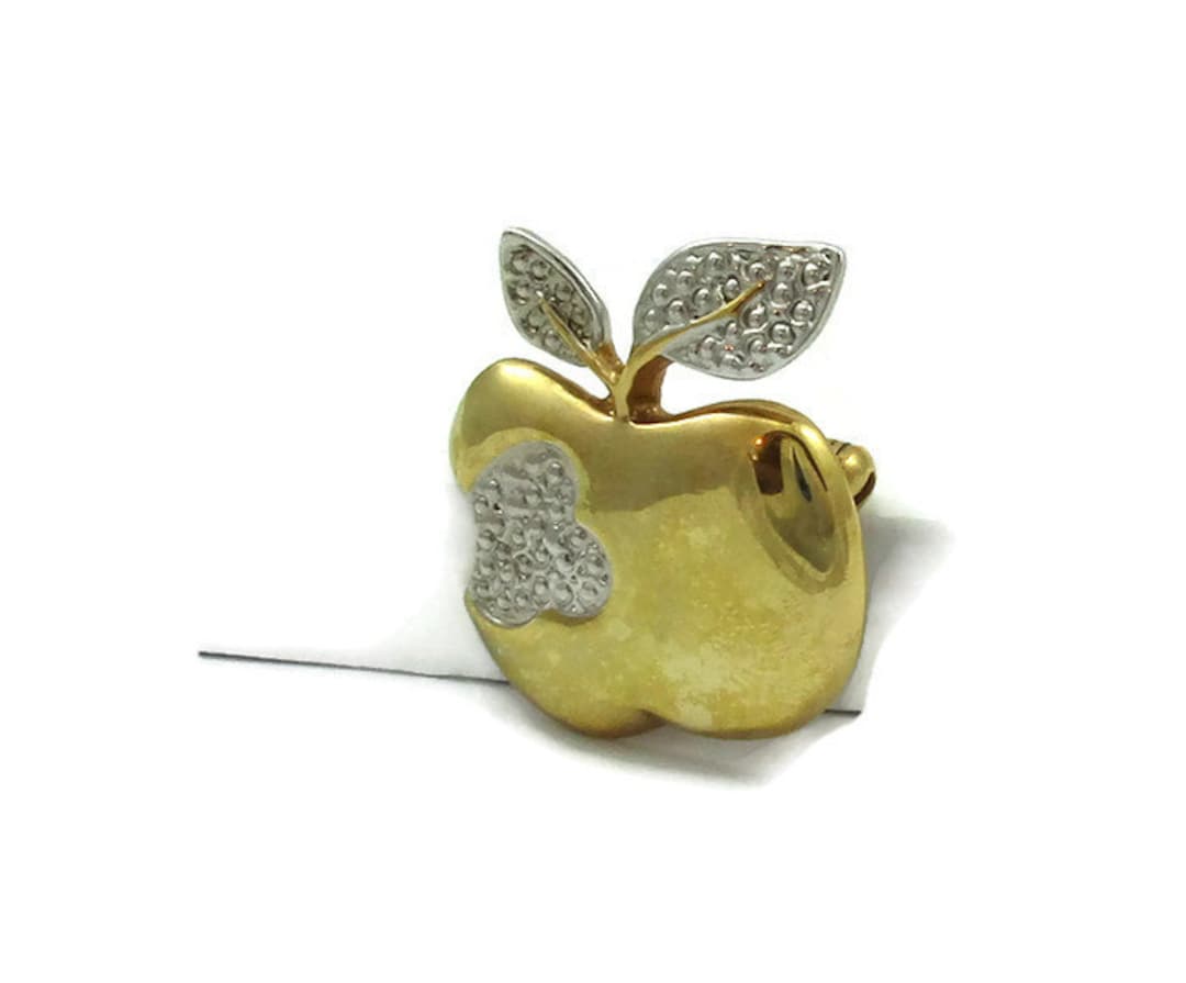 PARK LANE Gold Apple Pin Brooch Gold Tone Small Shawl Scarf Pin Vintage ...