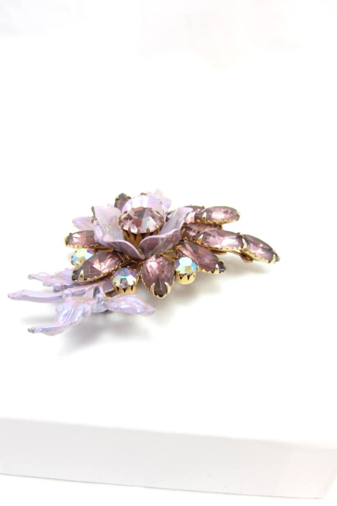 Purple Lavender Rhinestone Brooch Purple Enamel Metal Brooch | Etsy