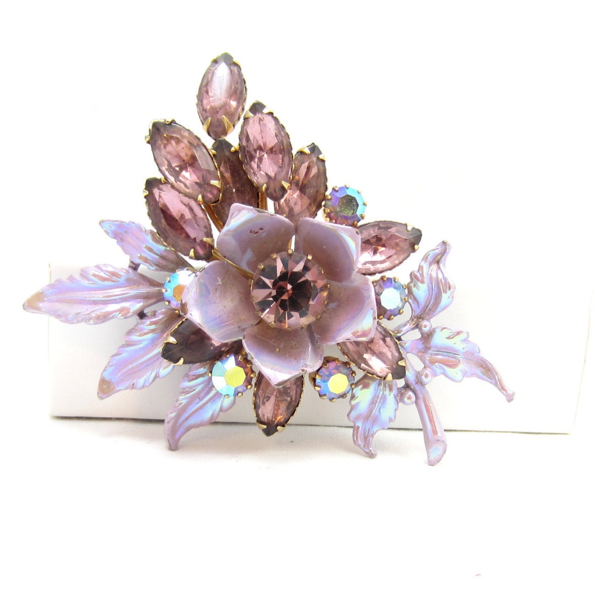 Purple Lavender Rhinestone Brooch Purple Enamel Metal Brooch | Etsy