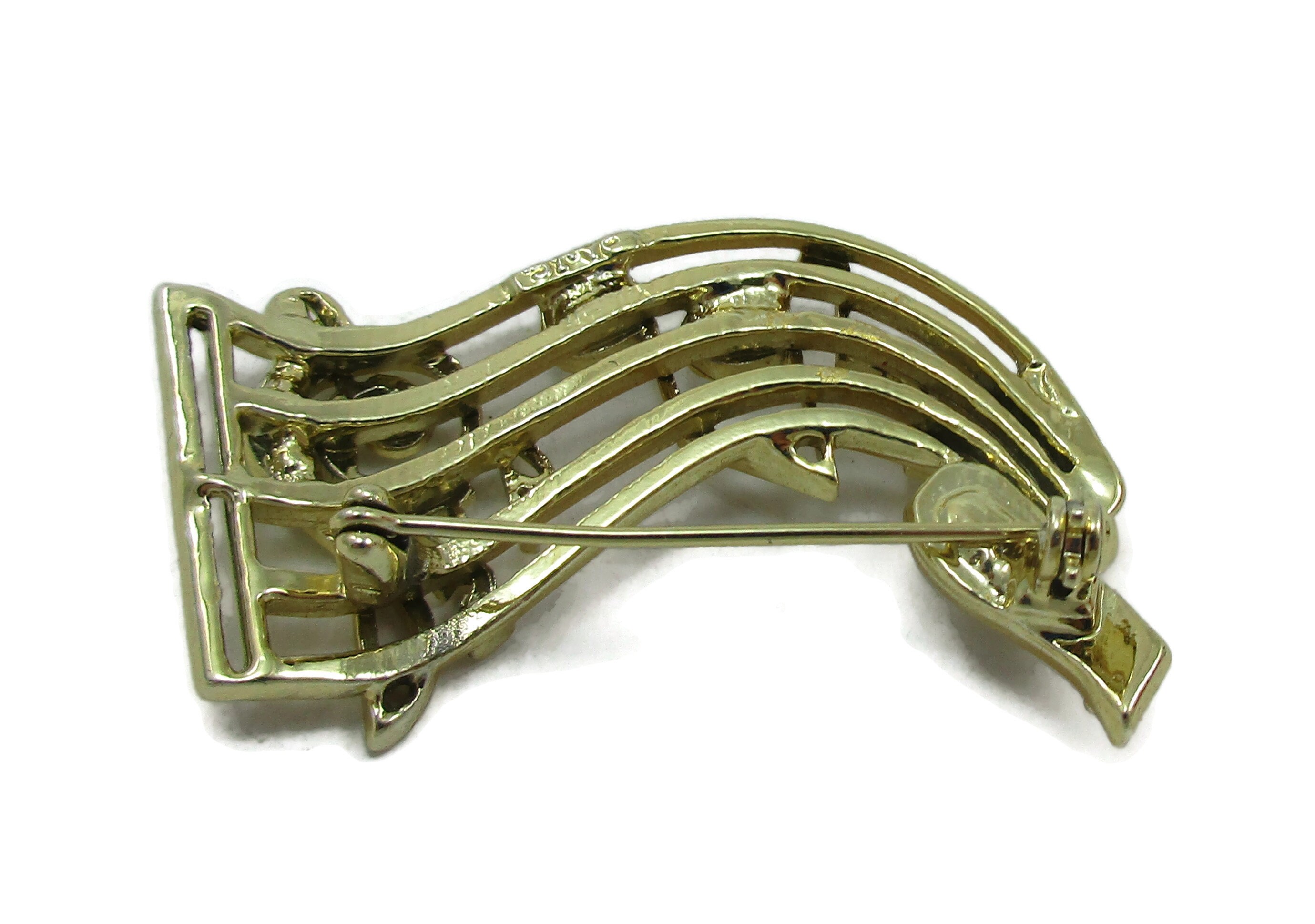 AJC Musical Pin Notas Rhinestone oro broche Vintage traje | Etsy