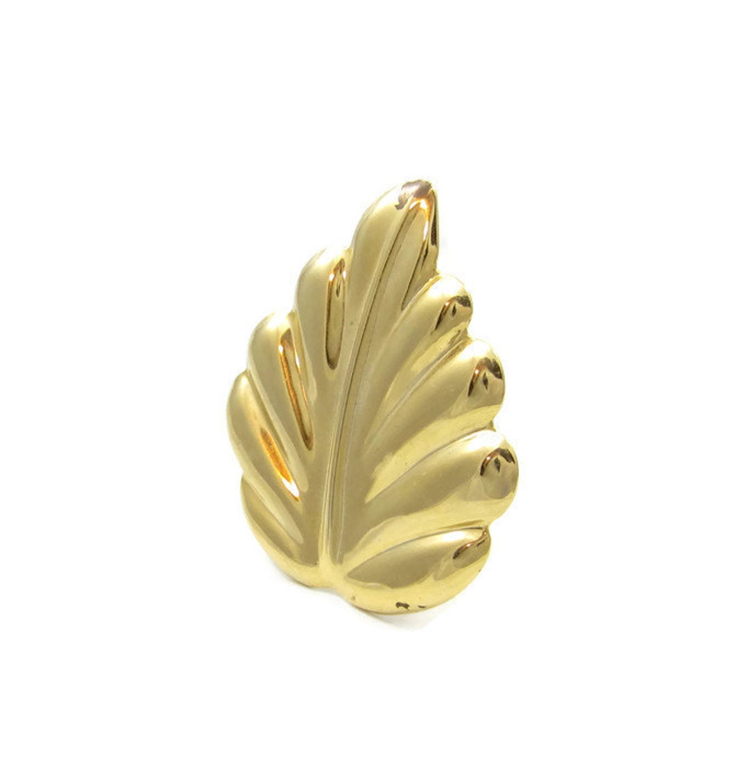 Large Gold Tone Leaf Scarf Clip Designer Scarf Holder Shawl Pin Sweater ...
