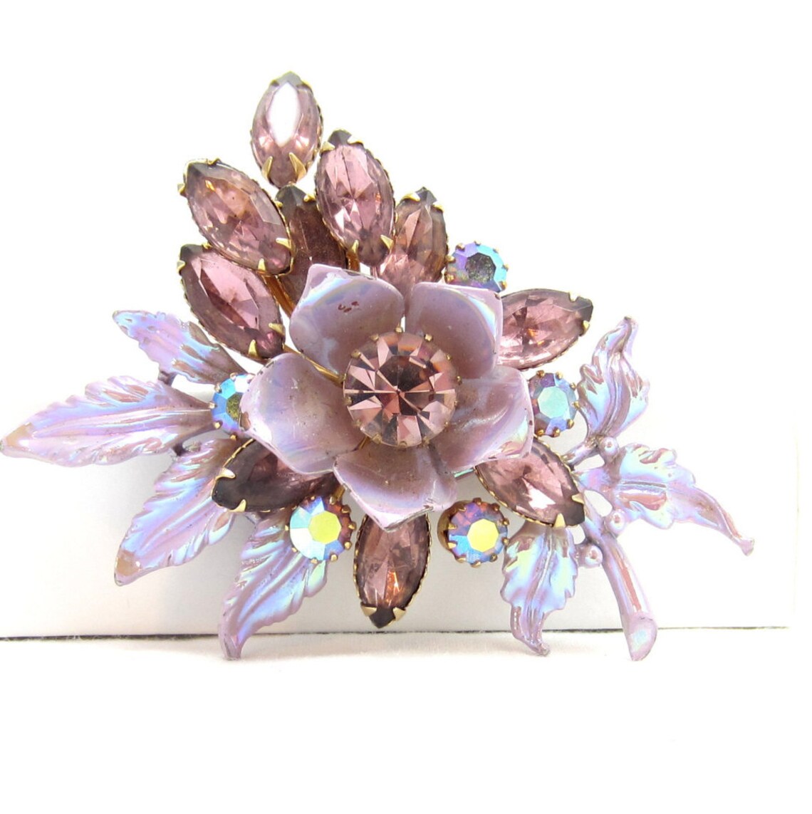 Purple Lavender Rhinestone Brooch Purple Enamel Metal Brooch - Etsy