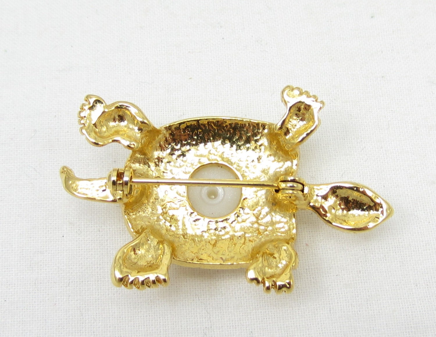 Matte Gold Tone Turtle Pin Faux Pearl Brooch Reptile Theme - Etsy