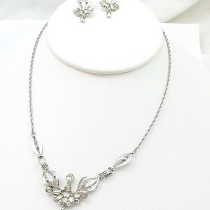 Bojar Sterling Silver and Rhinestone Filigree Necklace Earring Set ...