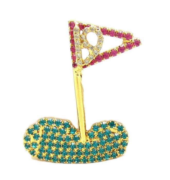 Dorothy Bauer Gold Tone Rhinestone Pin Golf Green 19th Hole - Etsy