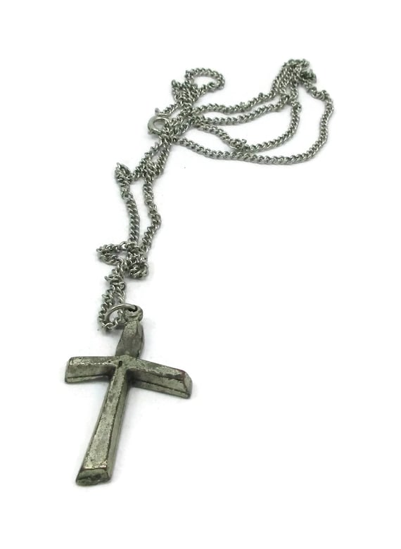 Vintage 70s pewter cross - Gem