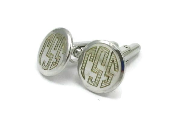925 Monogram SSJ Sterling Silver Cufflinks Cuff Links Mid - Etsy