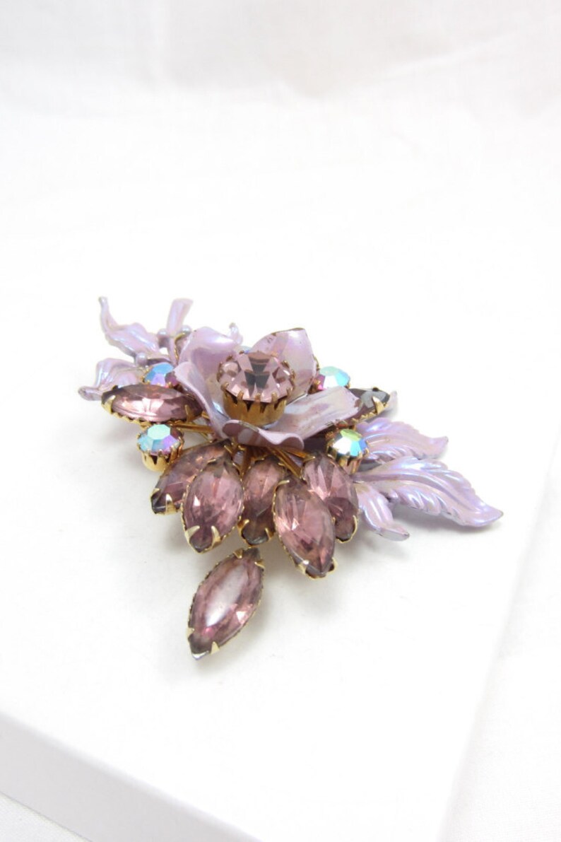 Purple Lavender Rhinestone Brooch Purple Enamel Metal Brooch - Etsy