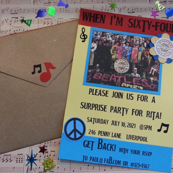 Beatles Birthday Invitation - Etsy