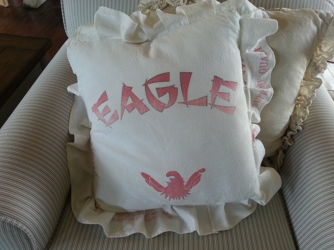 Vintage Rice Grain Sack Pillow Eagle Rice Sack Pillow - Etsy