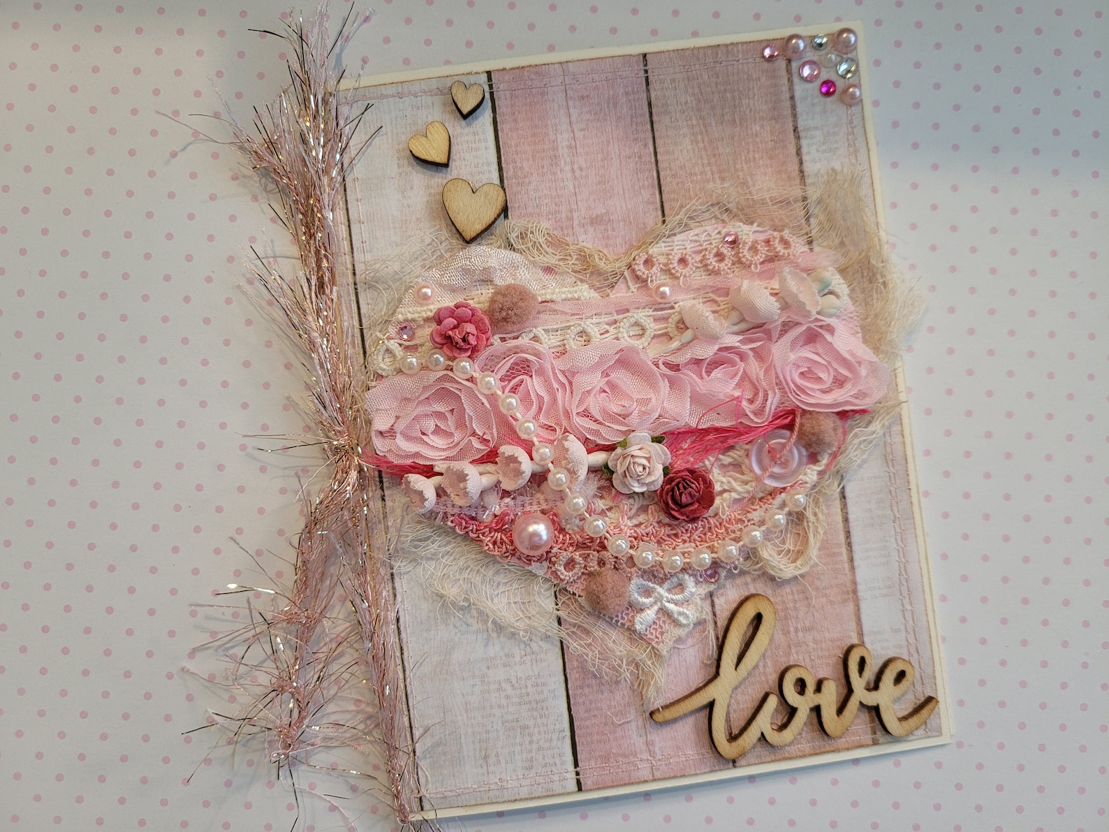 Tattered Heart With Vintage Trims Flowers and Pearls - Etsy