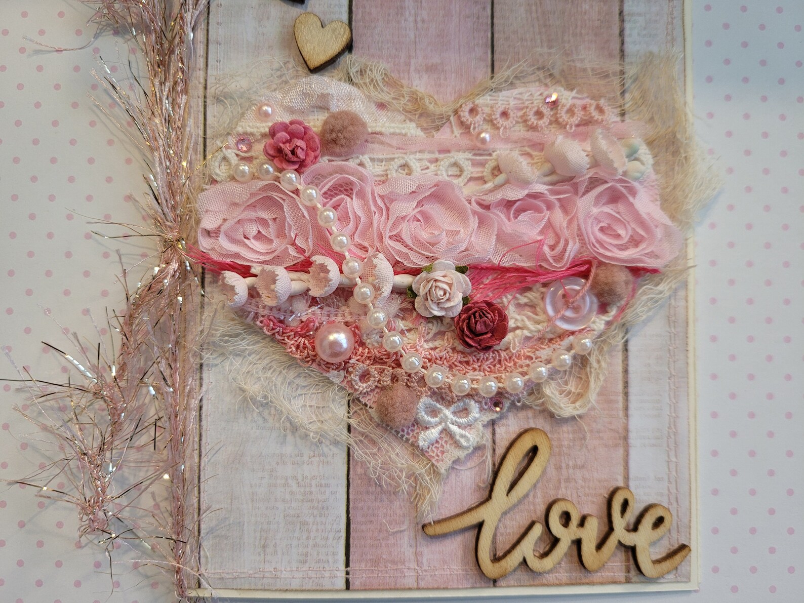 Tattered Heart With Vintage Trims Flowers and Pearls - Etsy