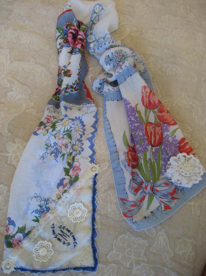 Vintage Hankie Scarf Initial Hankie Scarf Personalized - Etsy
