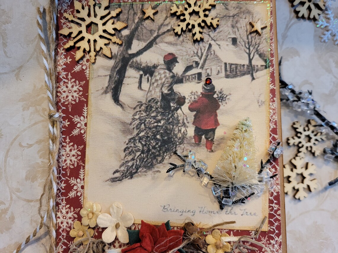 Rustic Christmas Card Bringing Home the Tree Country - Etsy