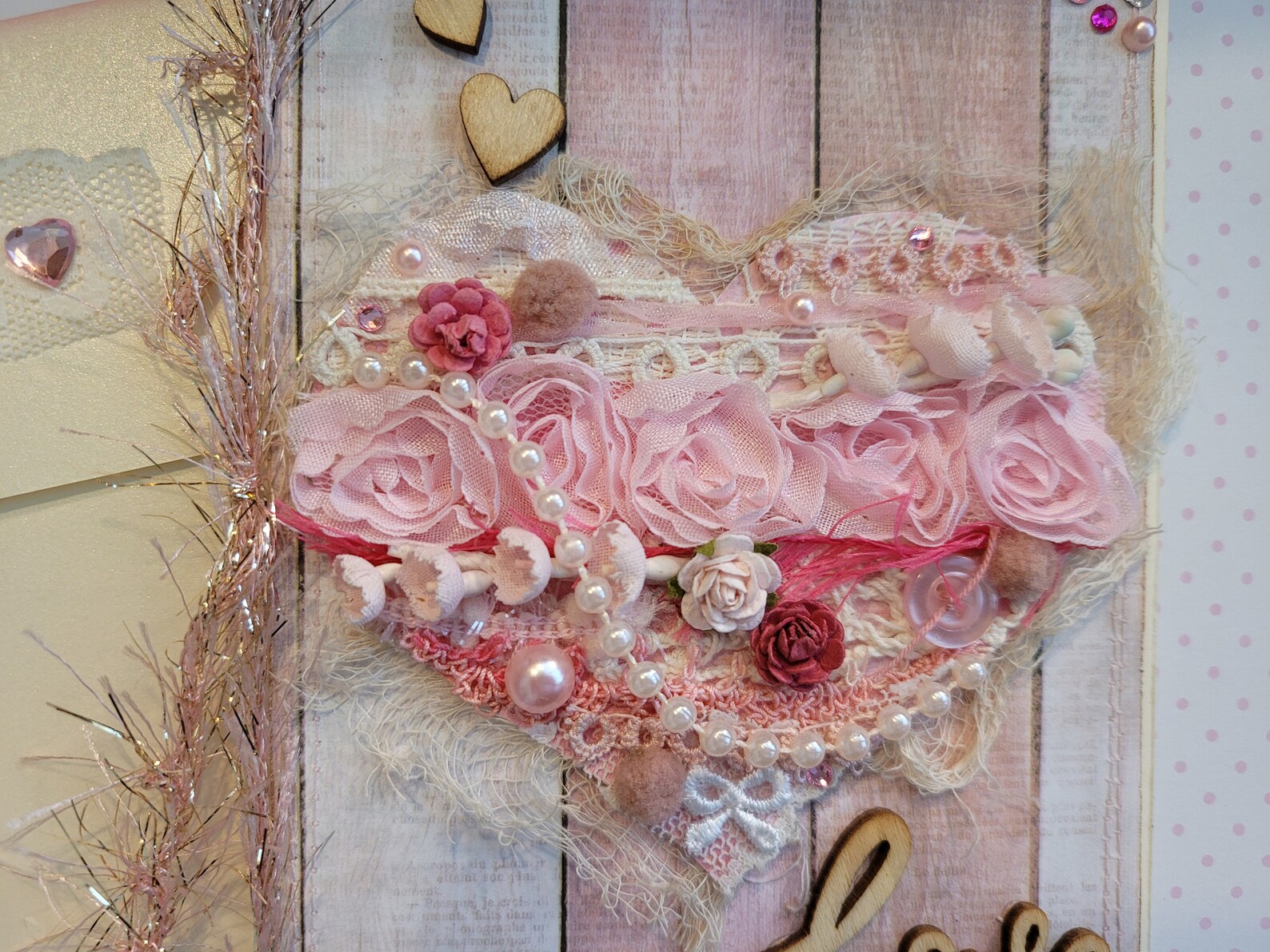 Tattered Heart With Vintage Trims Flowers and Pearls - Etsy