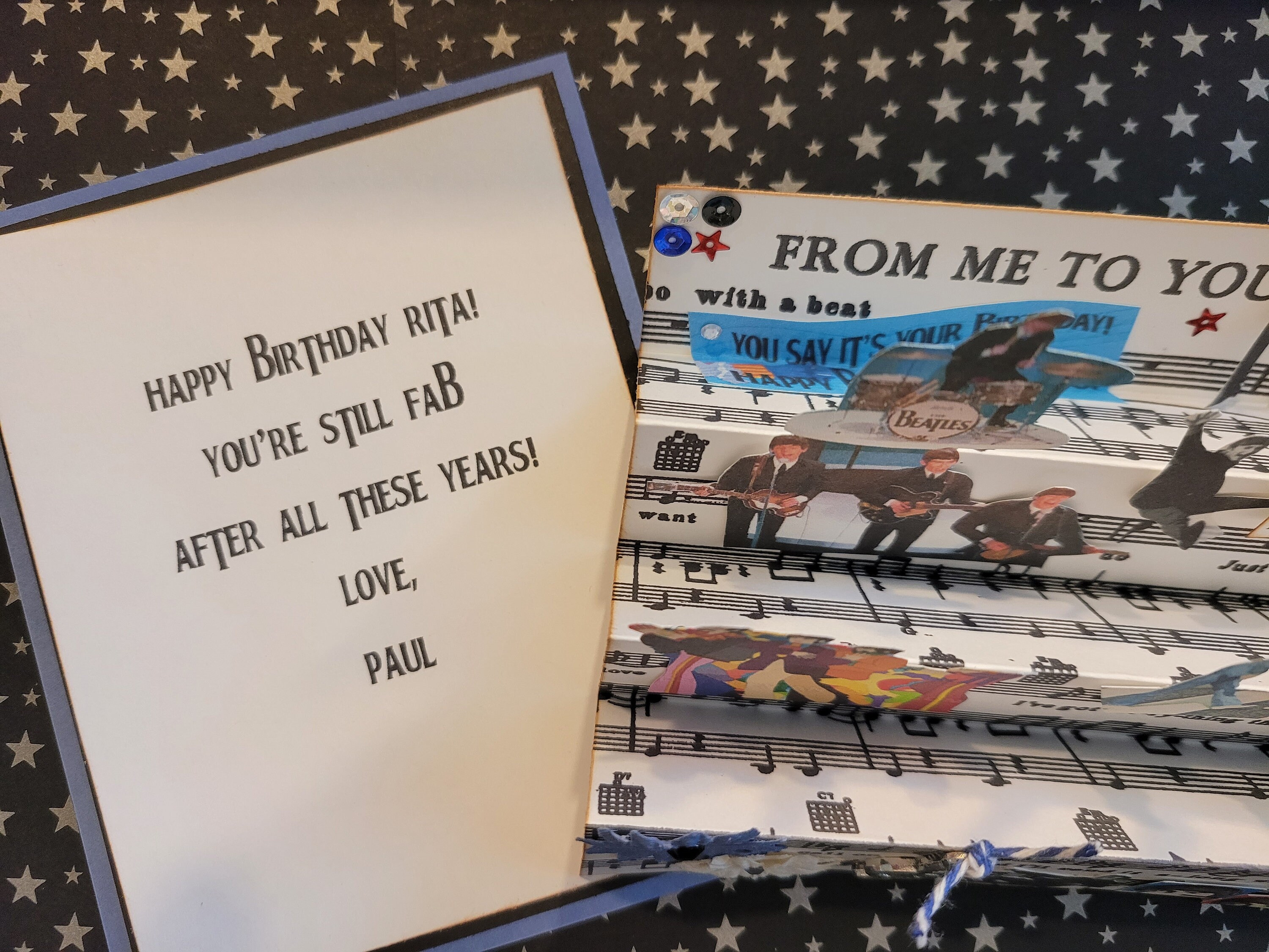 Beatles Birthday Card: Handmade Pop-up Fan Folded Card, Personalized ...