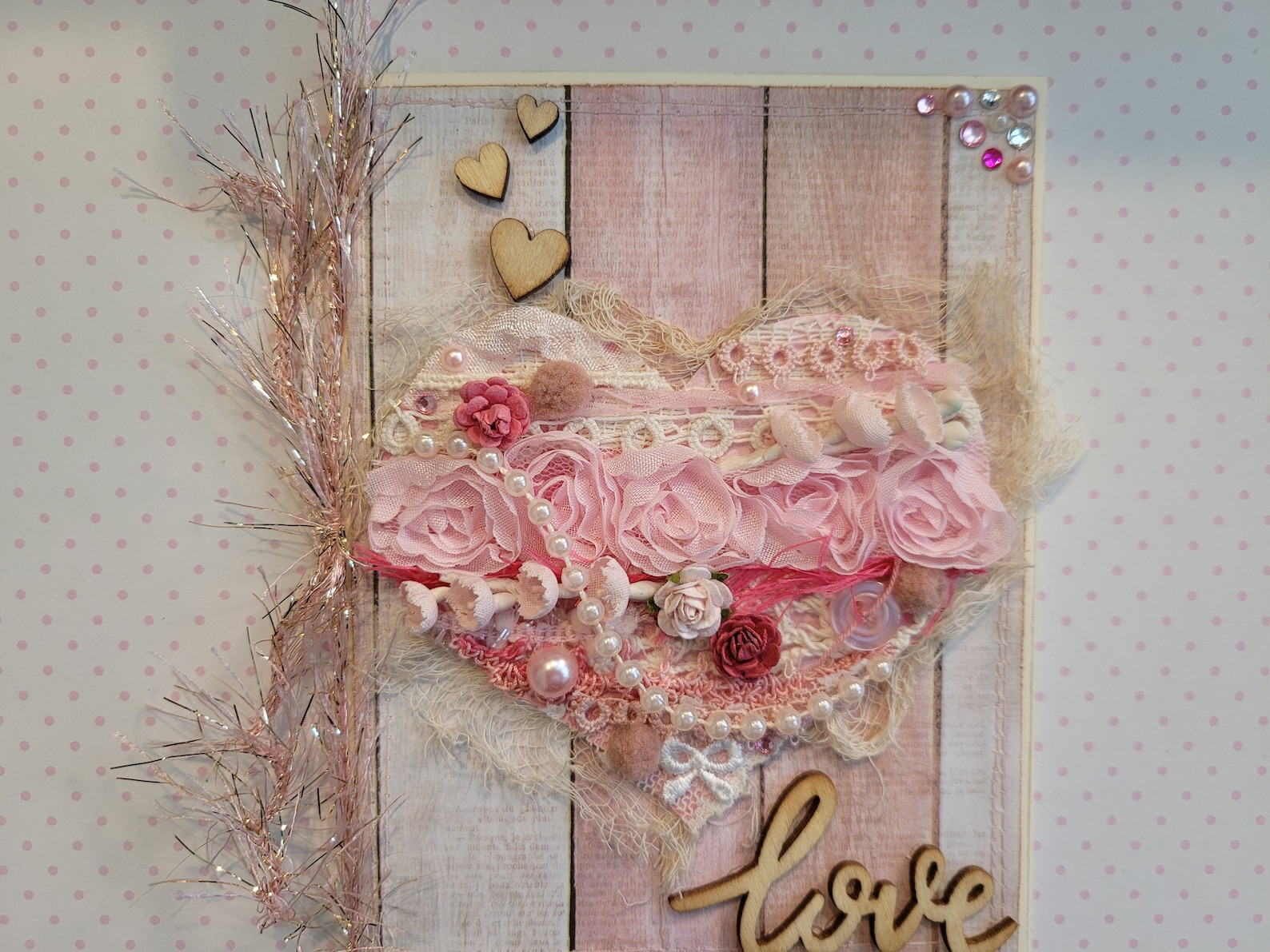 Tattered Heart With Vintage Trims Flowers and Pearls - Etsy