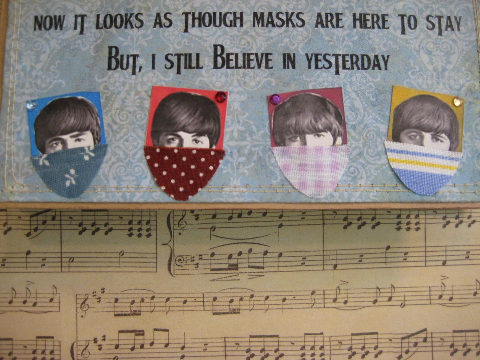 Humorous Beatles Covid Card, Covid Face Mask Humor, Fun Altered Lyrics ...