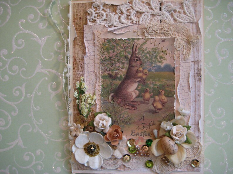 Tattered Lace and Collage Style Easter Card A Joyful Easter - Etsy