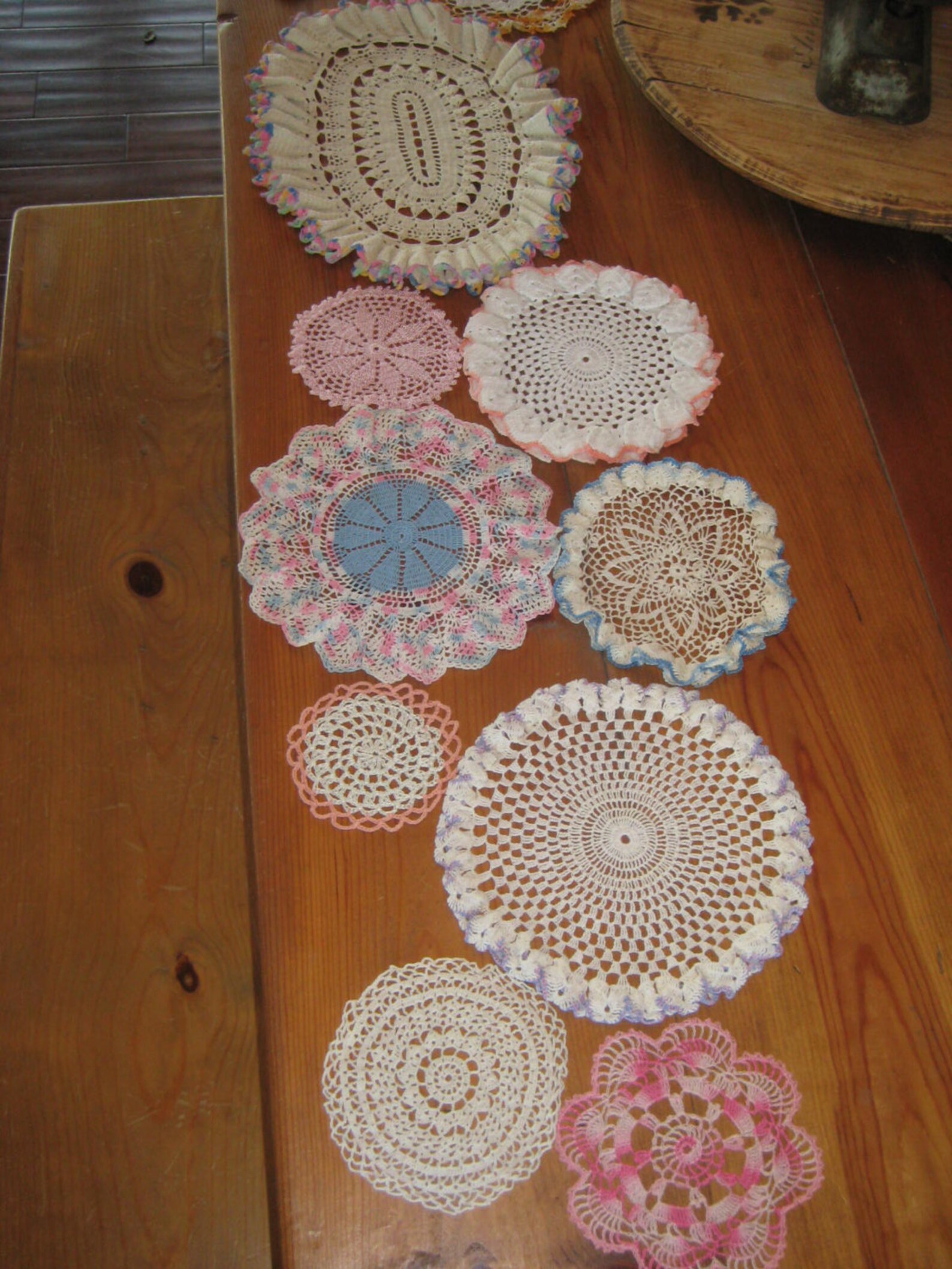 Mixed Colors Crocheted Doily Table Runner Vintage Made to - Etsy