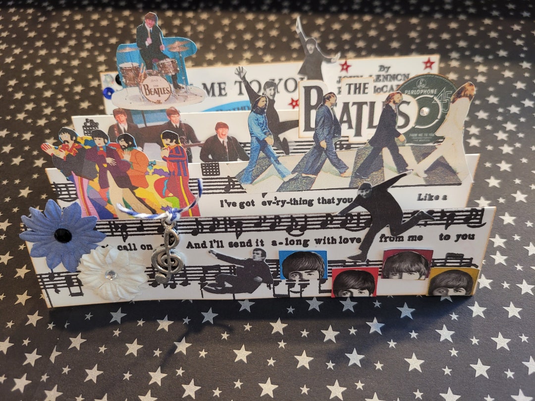 Beatles Birthday Card: Handmade Pop-up Fan Folded Card, Personalized ...