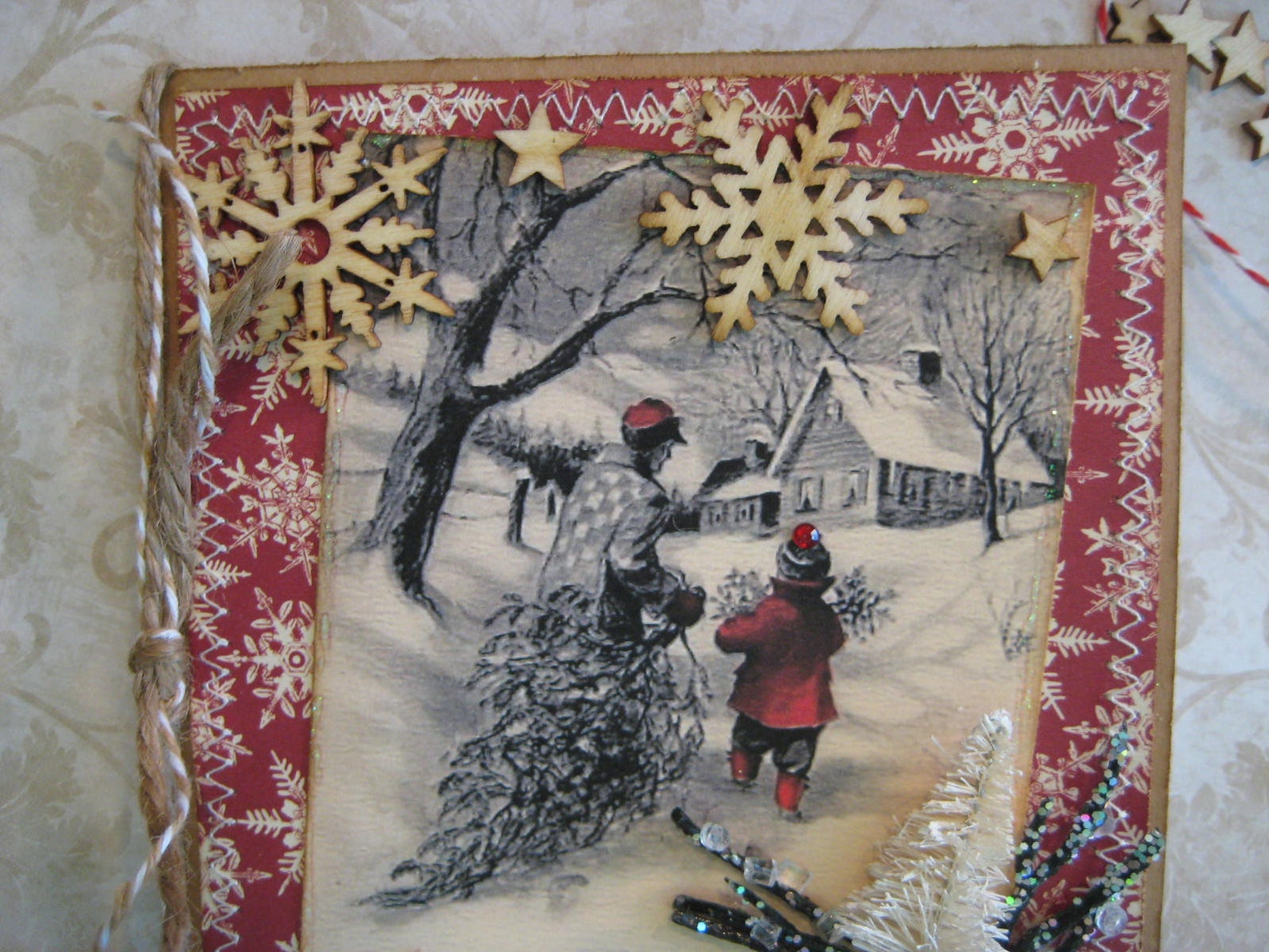 Rustic Christmas Card Bringing Home the Tree Country - Etsy