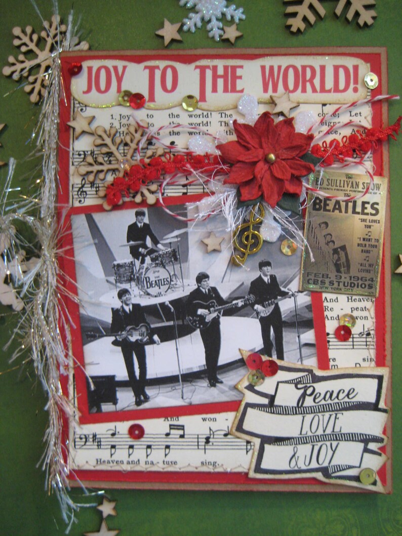 Joy to the World Beatles Holiday Card Beatles on Ed Sullivan - Etsy