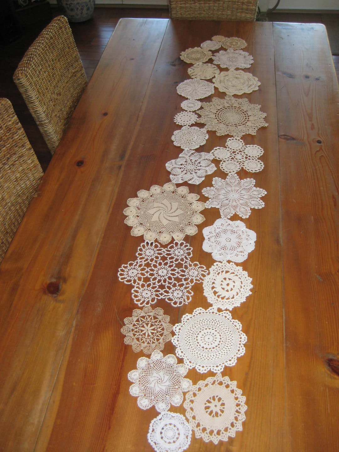 Crocheted Doily Table Runner, Vintage, Neutral Colors, Made to Order, Grandma Core - Etsy