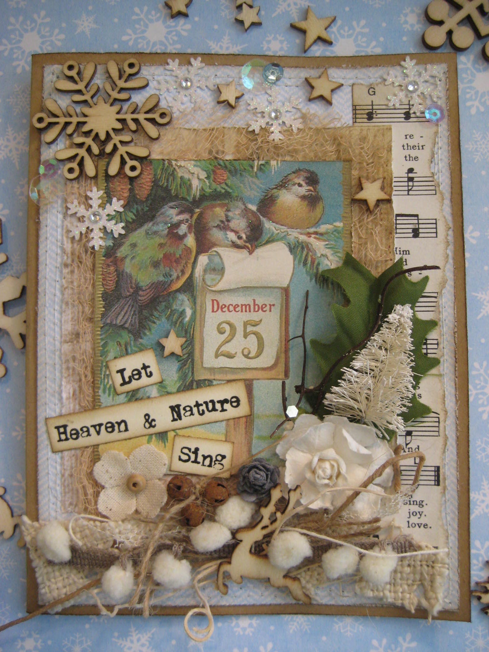 Rustic Nature Inspired Christmas Card Let Heaven and Nature - Etsy