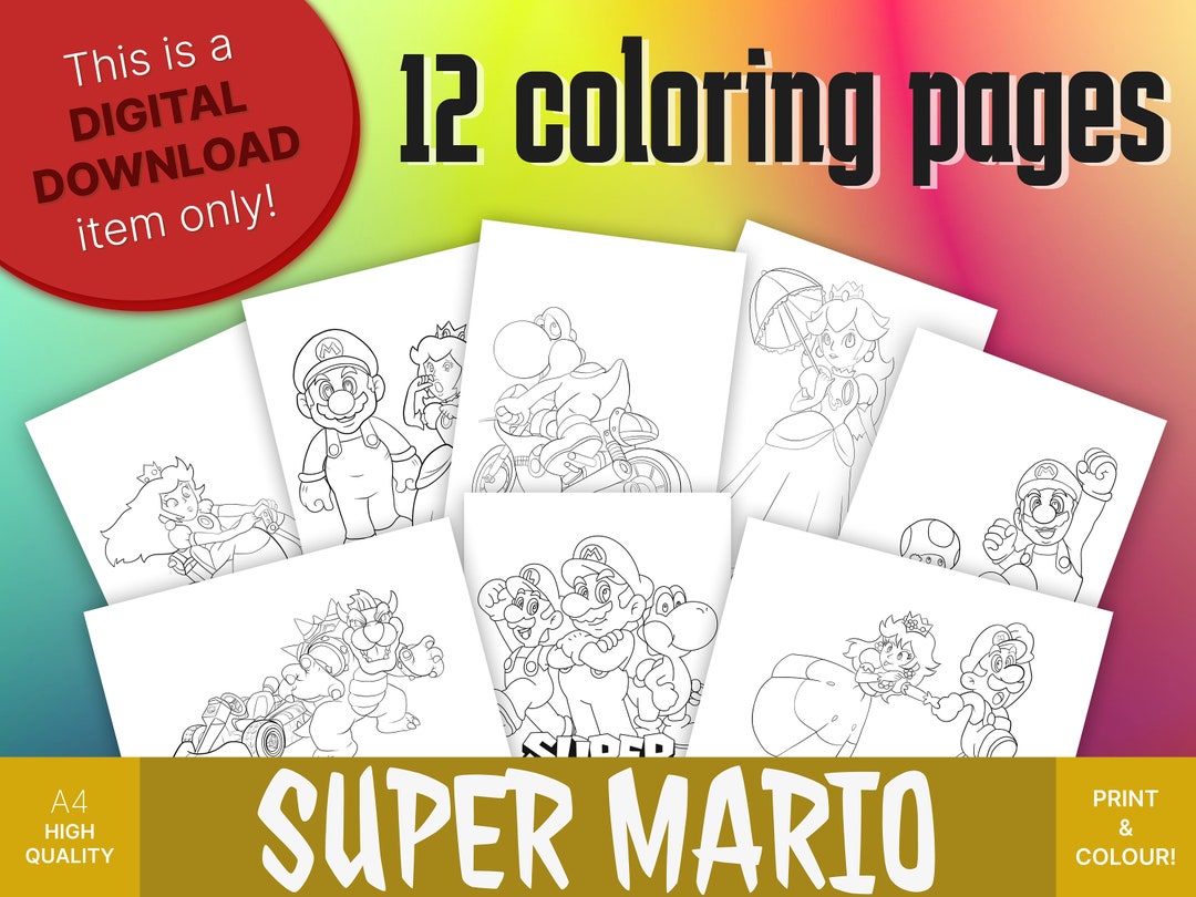 Super Mario, Supermario Coloring Pages, Printable Coloring Book, 12 ...