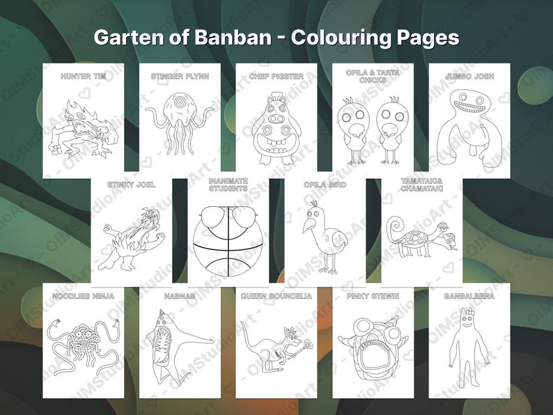 Garten of Banban Coloring Book: 35 Printable Pages (PDF Digital ...