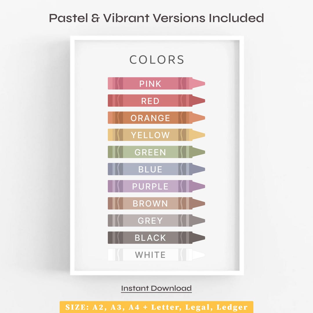 Pastel Colors Poster Printable, Educational Wall Art, Preschool ...