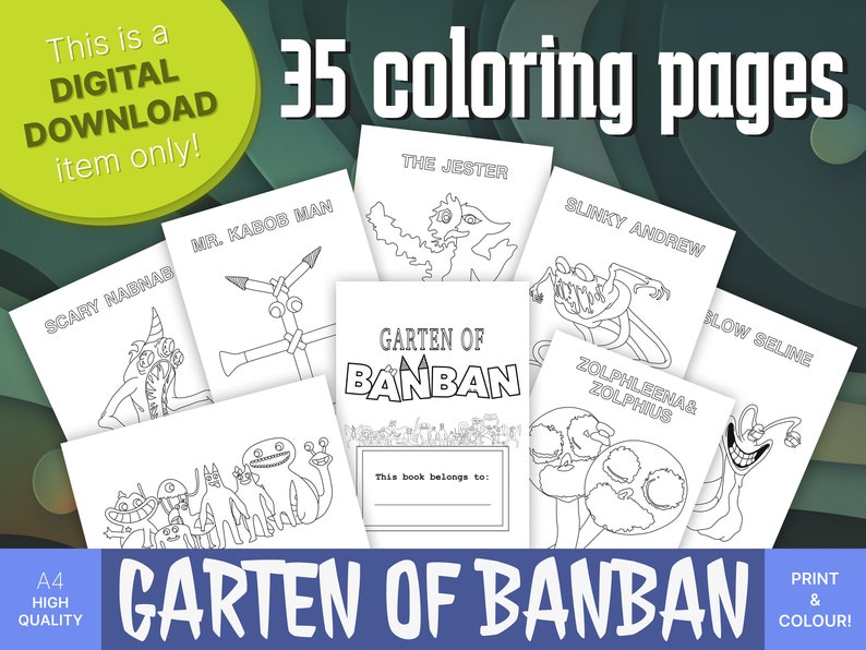 Garten of Banban Coloring Book: 35 Printable Pages (PDF Digital ...