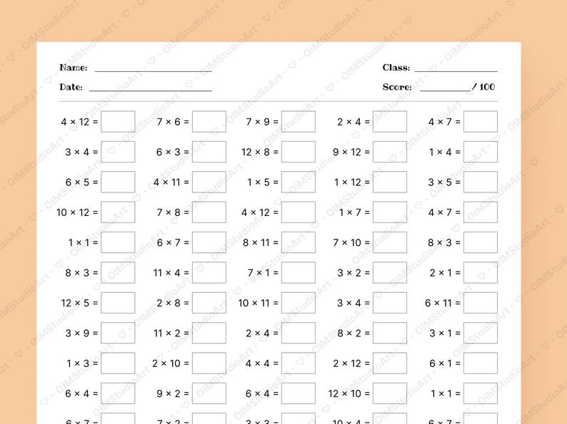 10 Printable Multiplication Worksheets | Fill in the Blanks - Single ...
