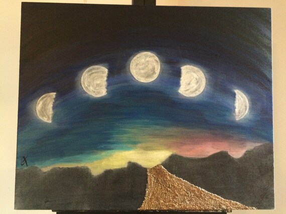 MOON PHASE PAINTING Phases of the Moon Art Moon Painting - Etsy