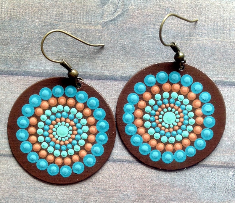 Mandala Earrings, Mandala Painting, Dot Mandala,meditation, Aboriginal ...