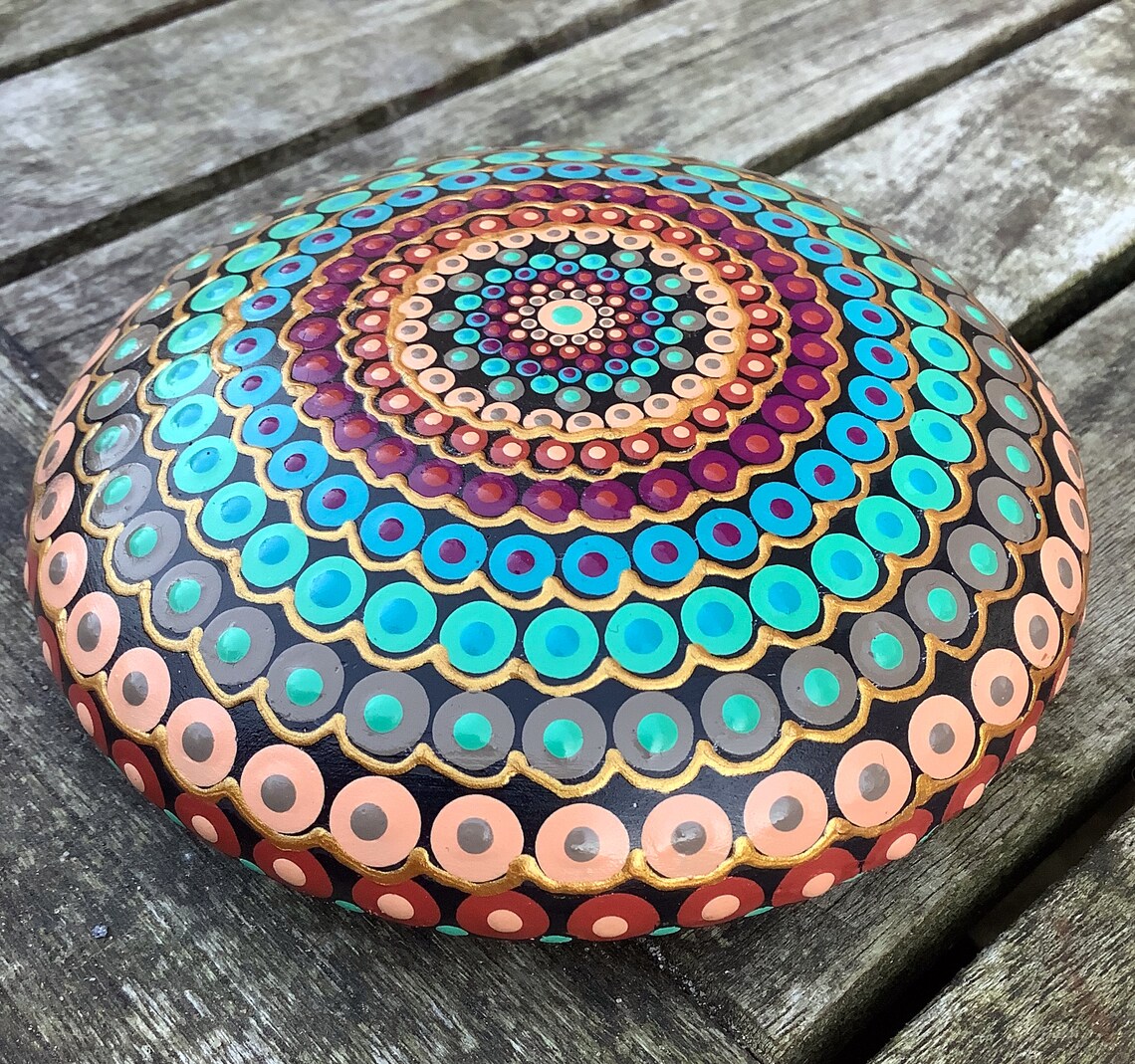 Original Hand Painted Mandala Stone-gift for Women-colorful - Etsy