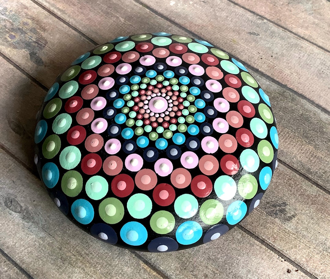 Free Shipping Original Hand Painted Mandala Stone, Garden Decor ...