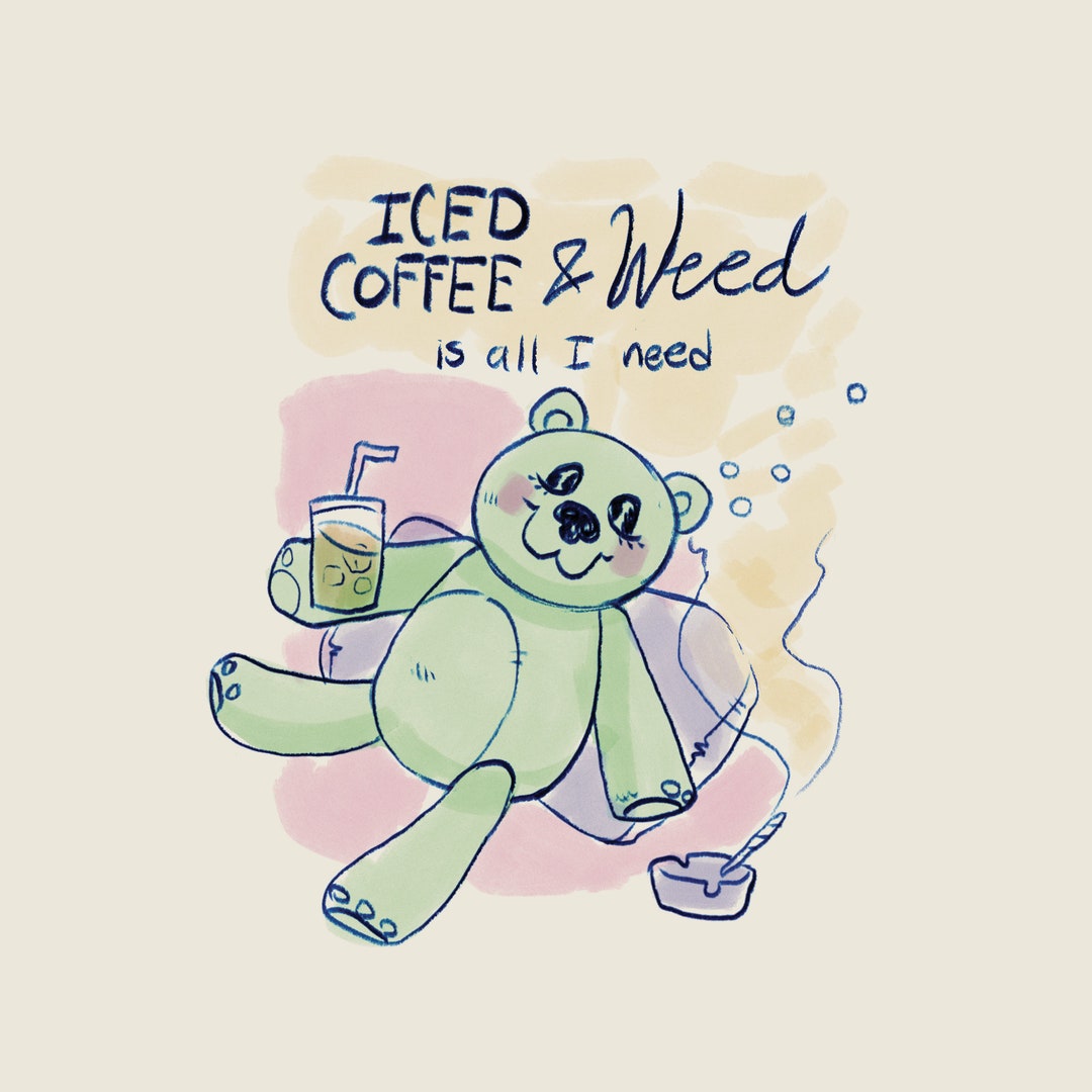 Iced Coffee & Weed Mini Print - Etsy