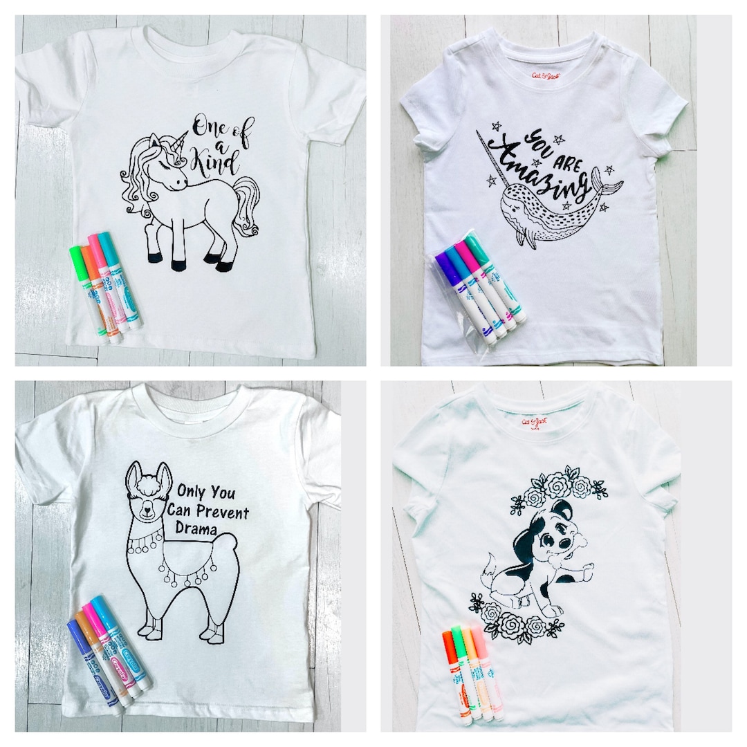 Girls Coloring Shirts, Unicorn Coloring Shirt, Narwhal Coloring Shirt ...