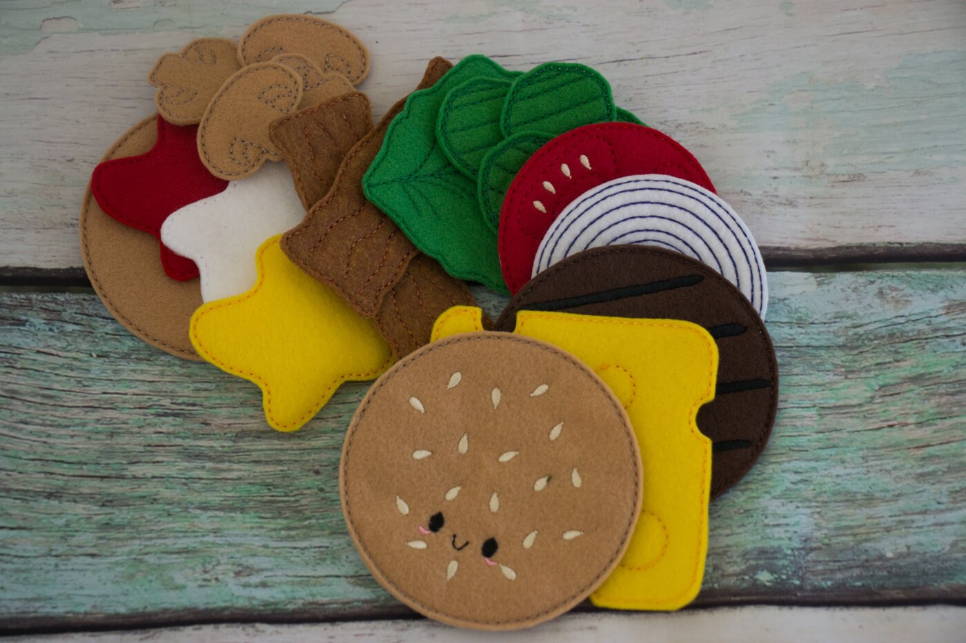 Hamburger Play Food Pretend Play Kitchen Play House Play - Etsy