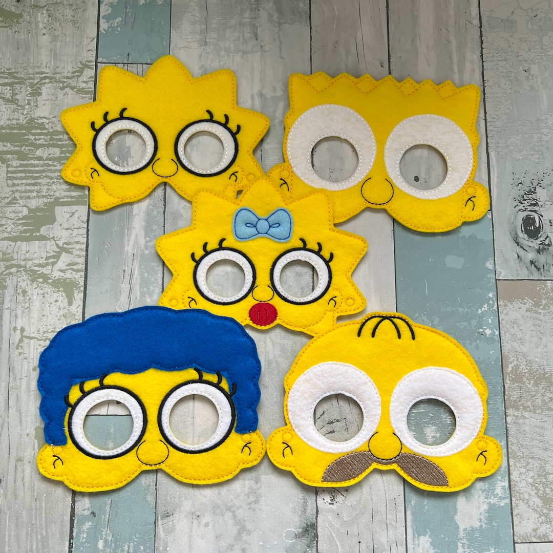 Yellow Cartoon Family Masks, Felt Play Masks, Imagination, Dress-up ...