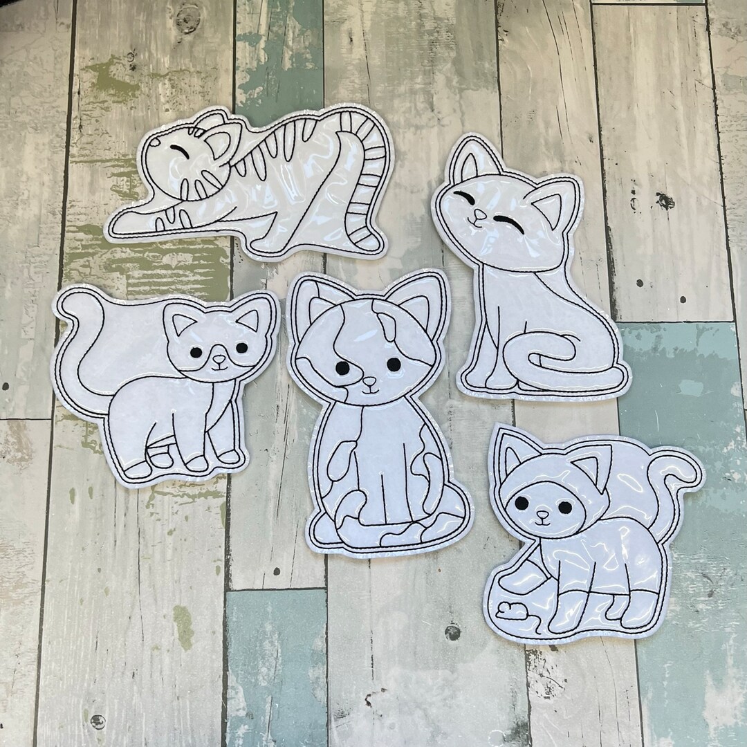 Cats Coloring Dolls, Reusable, Re-usable, Vinyl, Colouring, Washable ...