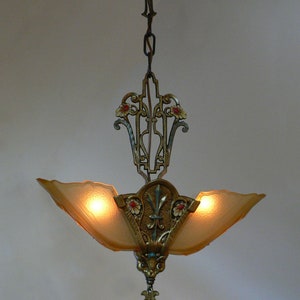 Antique Art Deco Slip Shade Chandelier by Moe Bridges - Etsy