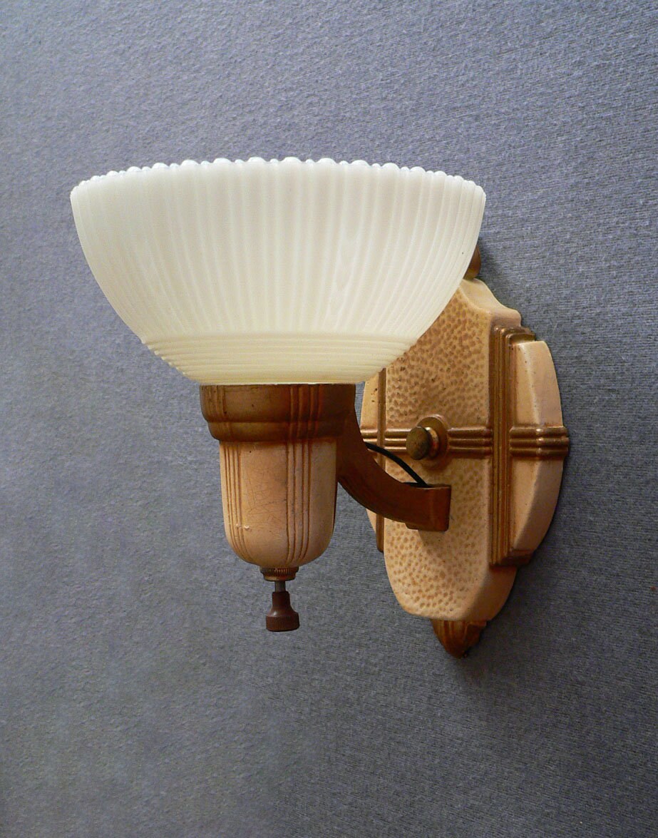 Antique Pair of Art Deco Slip Shade Sconce - Etsy