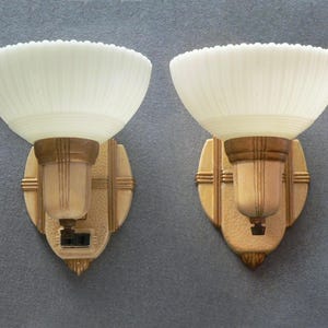 Antique Pair of Art Deco Slip Shade Sconce - Etsy