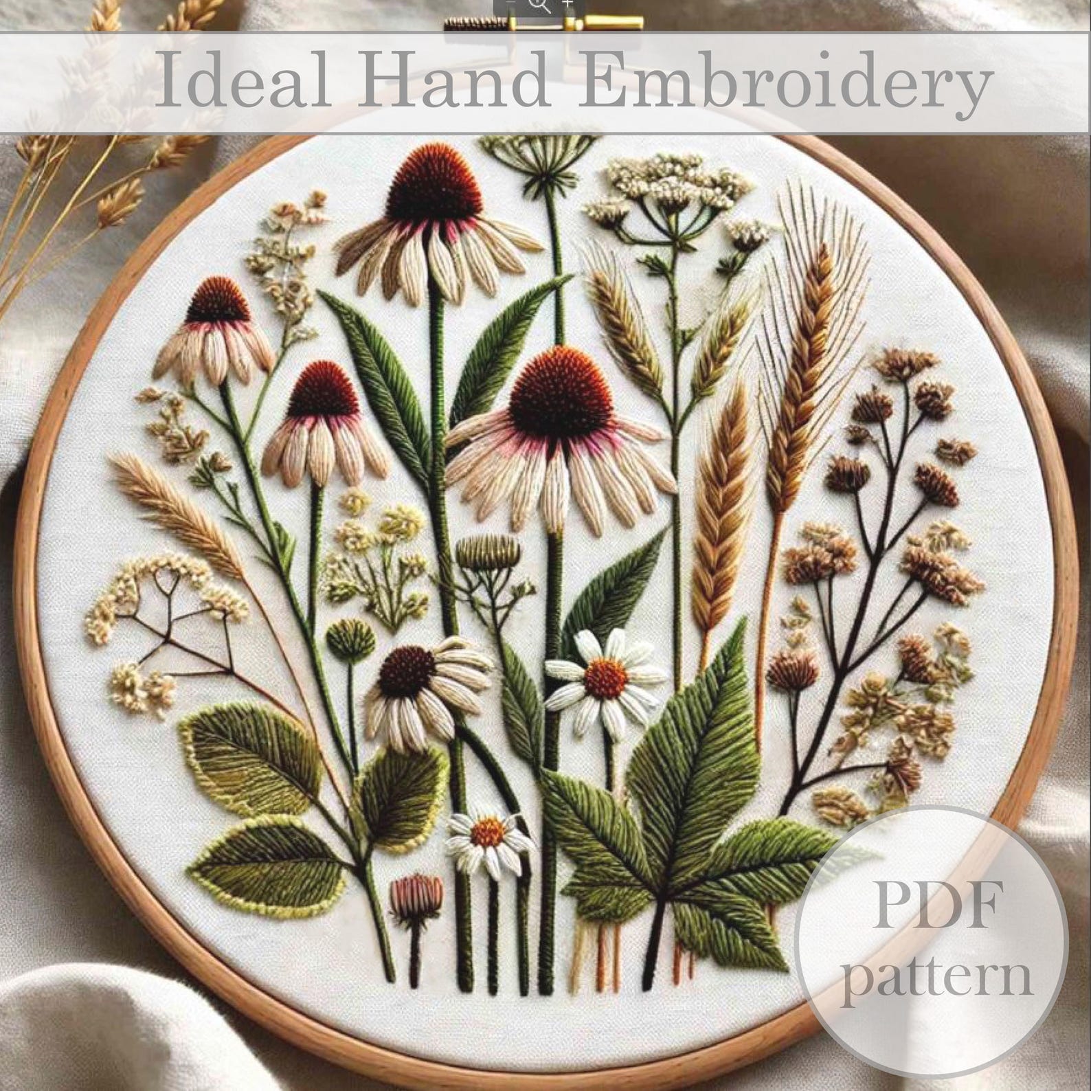 PDF Hand Embroidery Pattern | Botanical Floral Design | Wildflowers ...