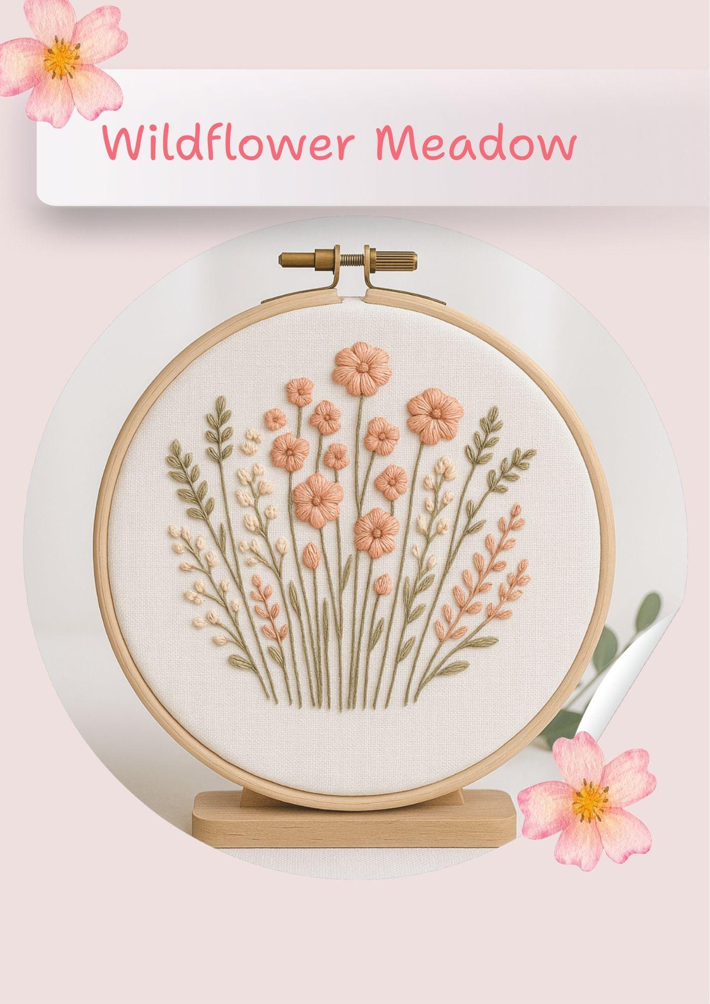 Wildflower Meadow Embroidery Pattern – Modern Floral Hoop Art for Home ...